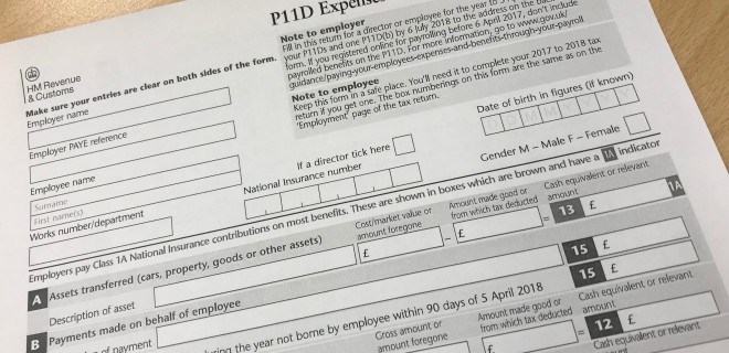The P11D form: Expense payments and benefits in kind